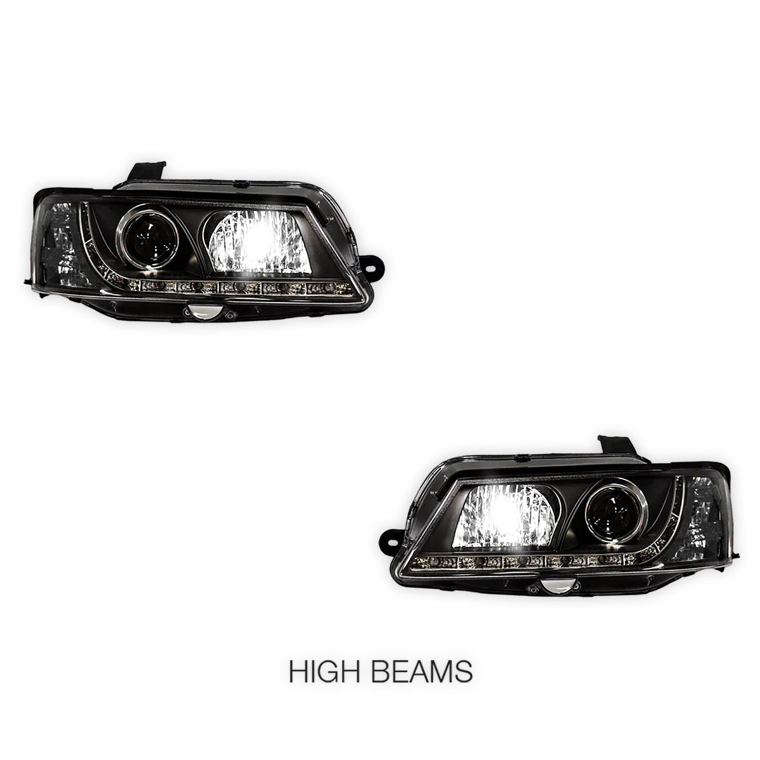 Holden Commodore VY (2002 - 2004) Black DRL LED Projector Headlights L